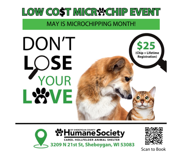 Low-Cost Pet Microchip Clinic - Humane Society of Sheboygan County